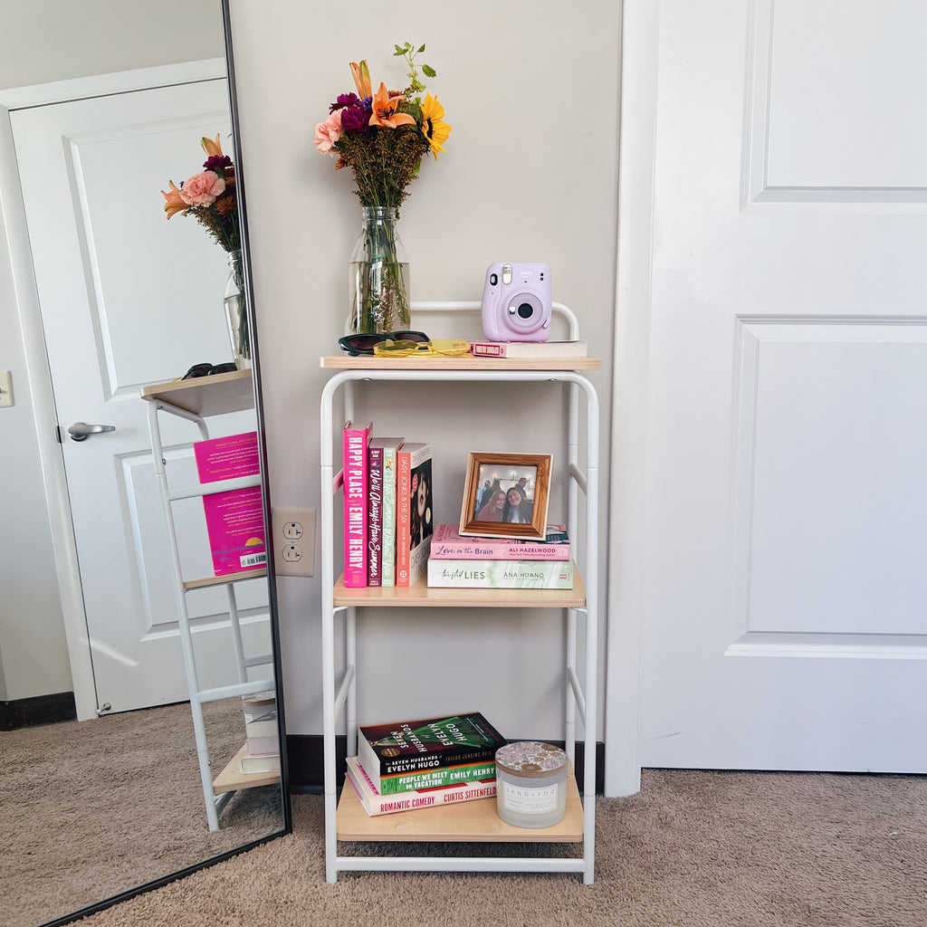 3-Tier Wood and Metal Shelf | Dorm Essentials – Dormify