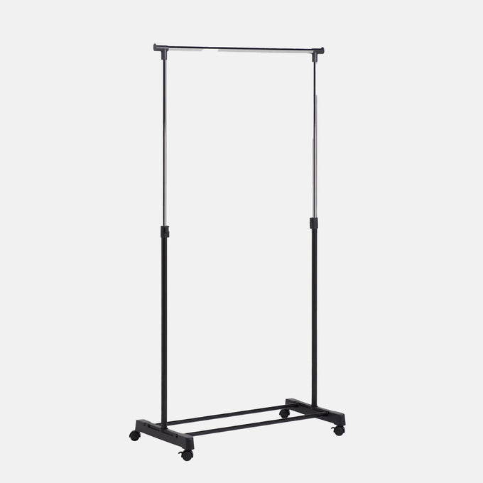 Adjustable Height Black Rolling Metal Clothing Rack | Dorm Essentials - Dormify