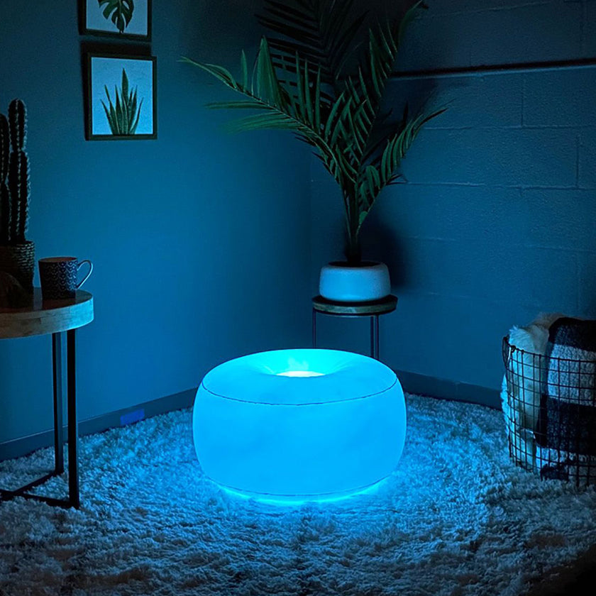Illuminated Color Changing LED Inflatable Ottoman with Remote | Dorm ...