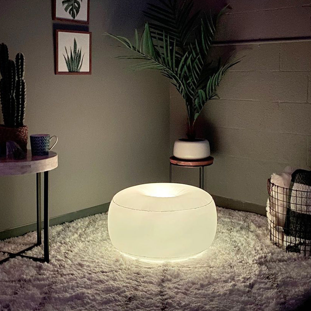 Illuminated Color Changing LED Inflatable Ottoman with Remote | Dorm ...