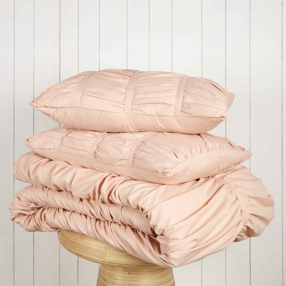 Ruched Comforter and Sham Set | Dorm Essentials - Light Grey / Twin ...