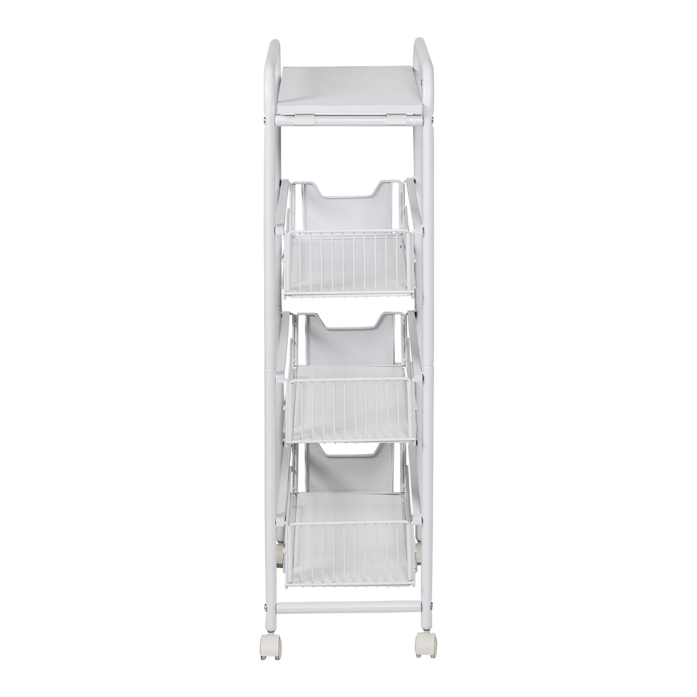 4-Tier Slim Rolling Cart with Drawers | Dorm Essentials – Dormify