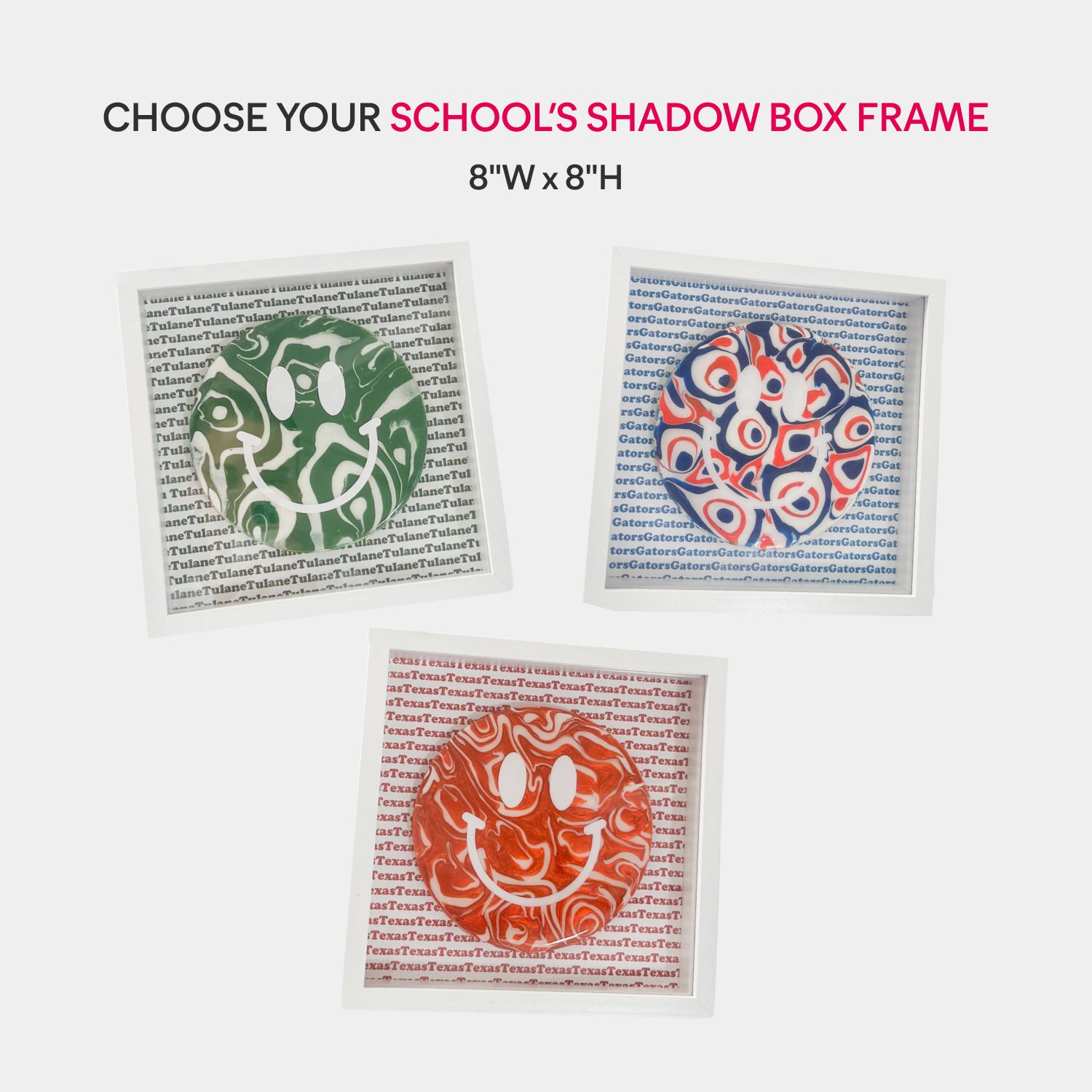 Collegiate Smiley Face Shadow Box Frame | College Shop - Arkansas - Dormify