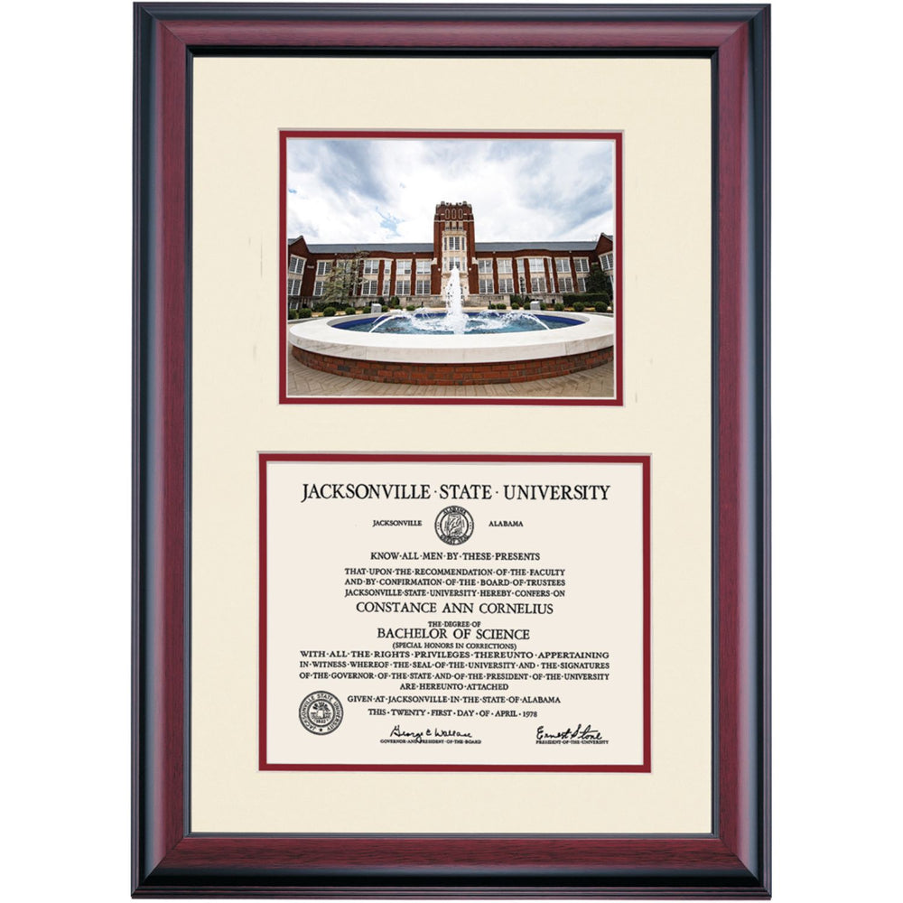 Jacksonville State Premier Angle Hall with Fountain Diploma Frame | Dorm Essentials – Dormify