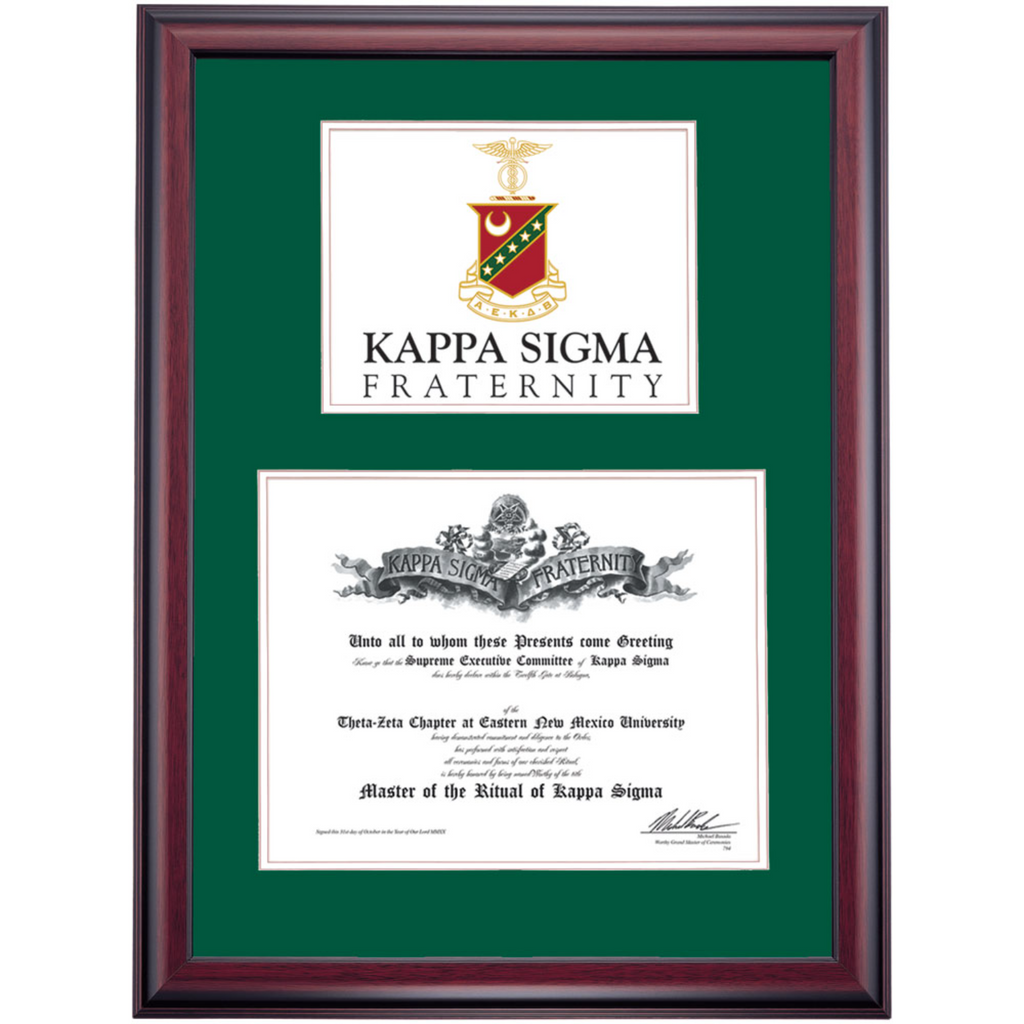 Kappa Sigma Premier Fraternity Crest Initiation Certificate Frame ...
