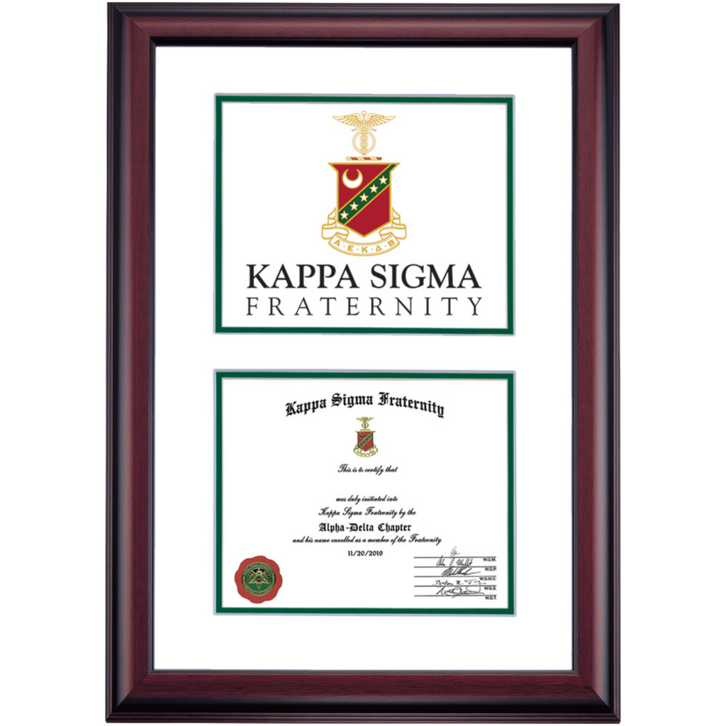 Kappa Sigma Premier Fraternity Crest Master of Ritual Certificate Frame ...