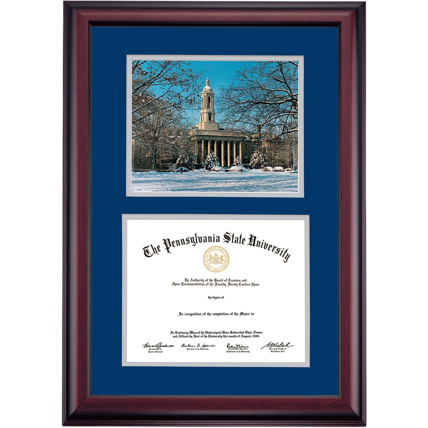Penn State Premier Old Main Diploma Frame | Dorm Essentials - Navy/Grey / Photograph - Dormify