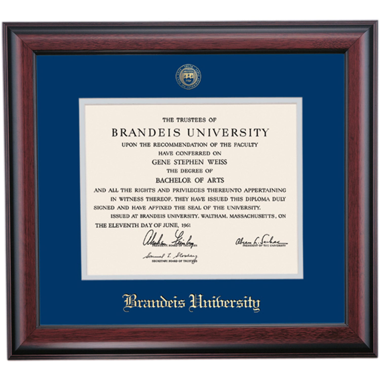 Brandeis Traditional Diploma Frame | Dorm Essentials - Dormify
