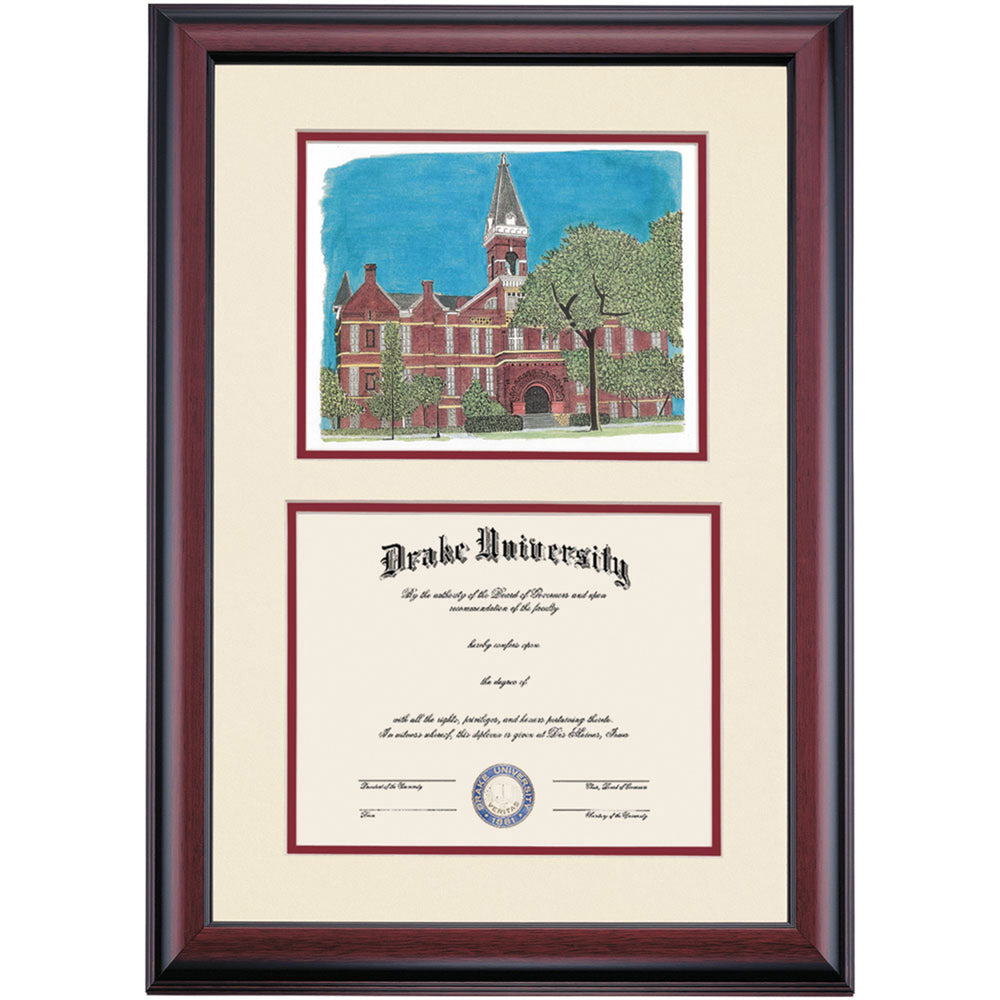 Drake Premier Old Main Diploma Frame | Dorm Essentials - Ivory/Maroon ...