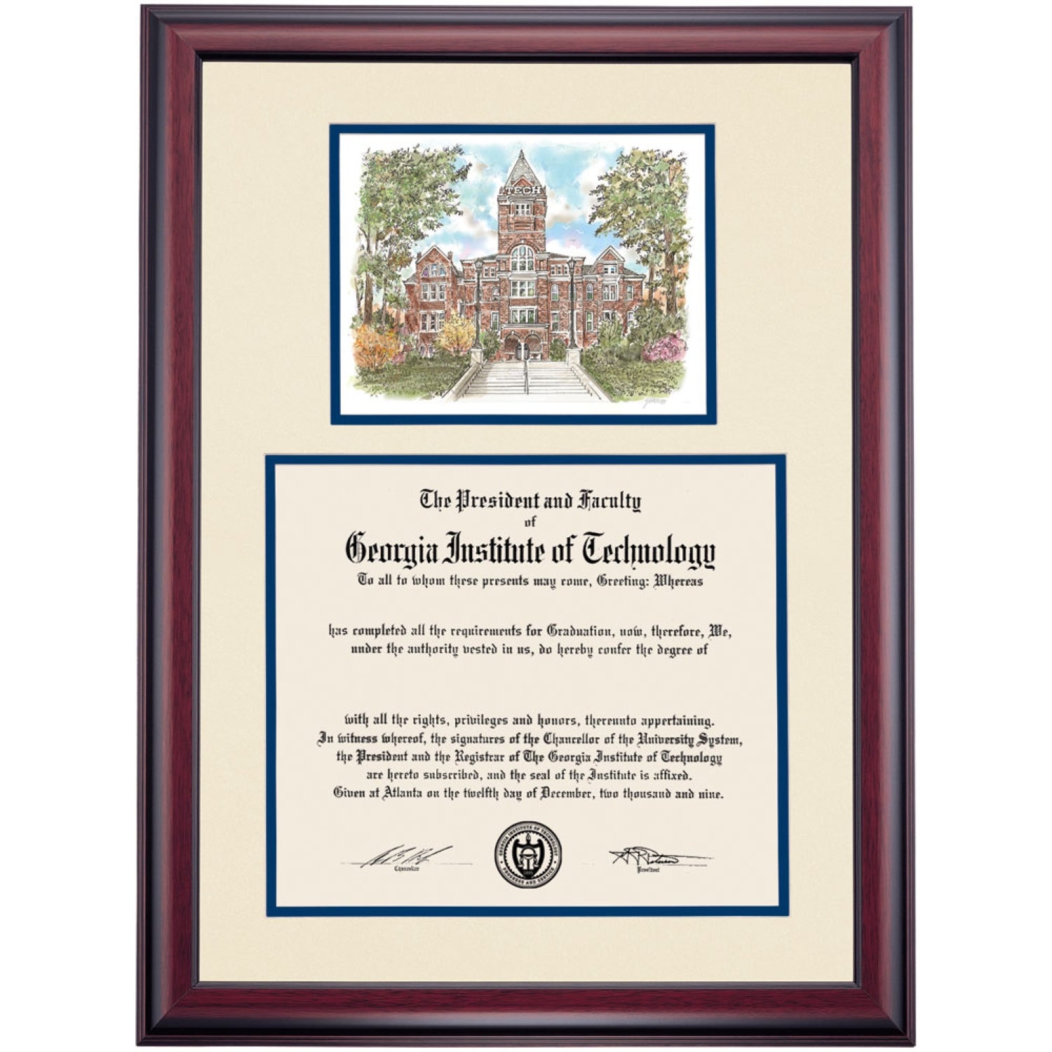 Georgia Institute of Technology Premier Tech Tower Diploma Frame ...