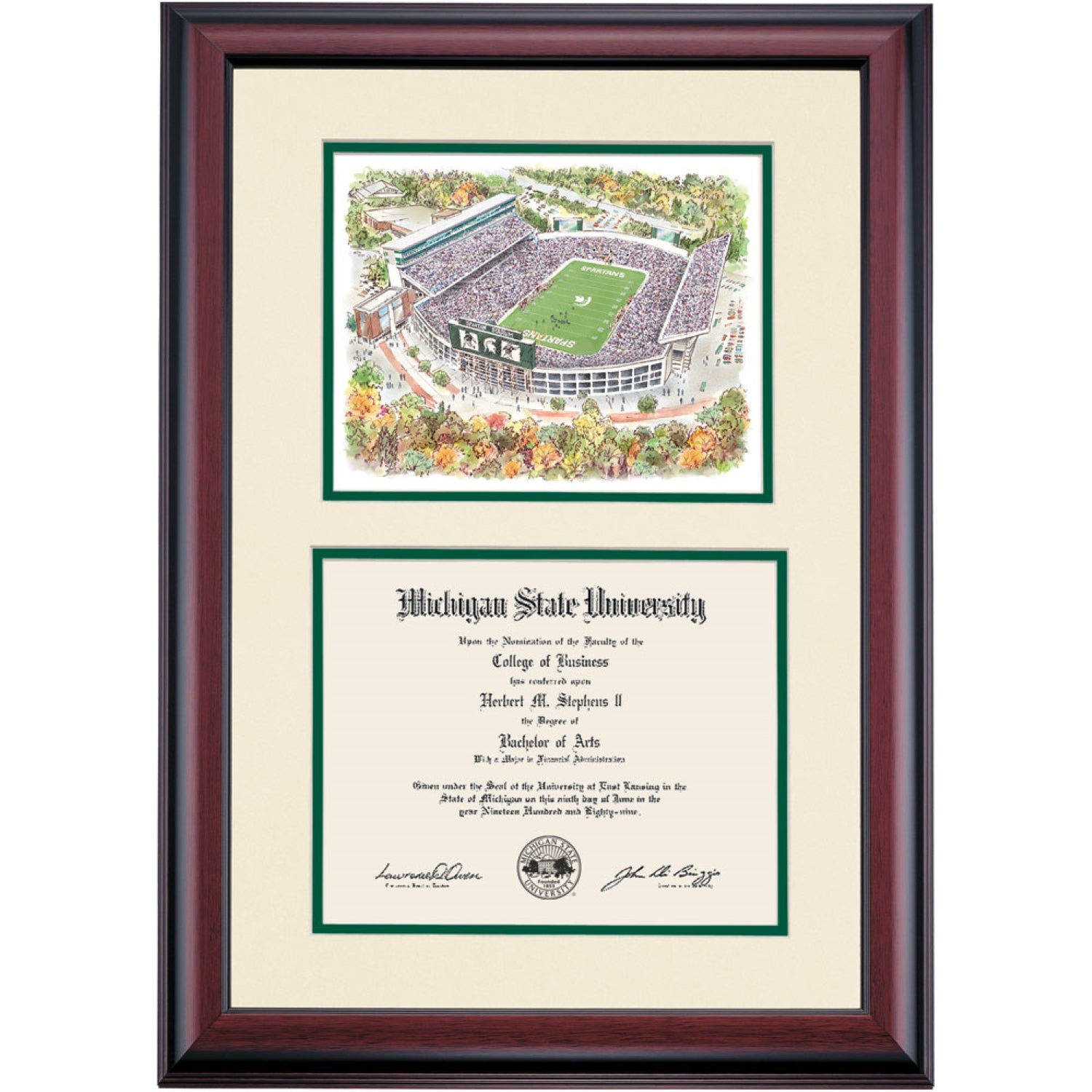 Michigan State Premier Spartan Stadium Diploma Frame | College Shop ...