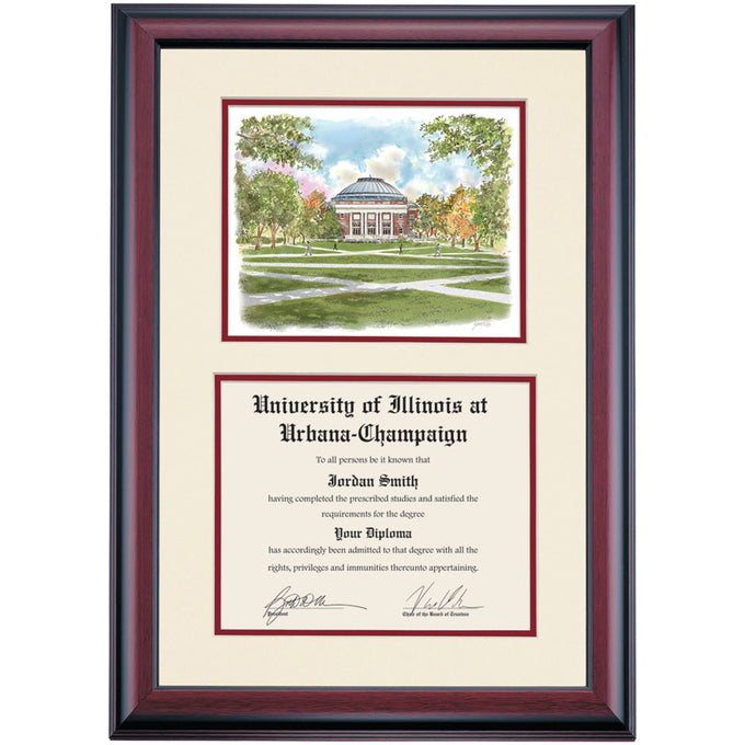 Illinois at Urbana-Champaign Premier Aerial View of the Quad Diploma ...