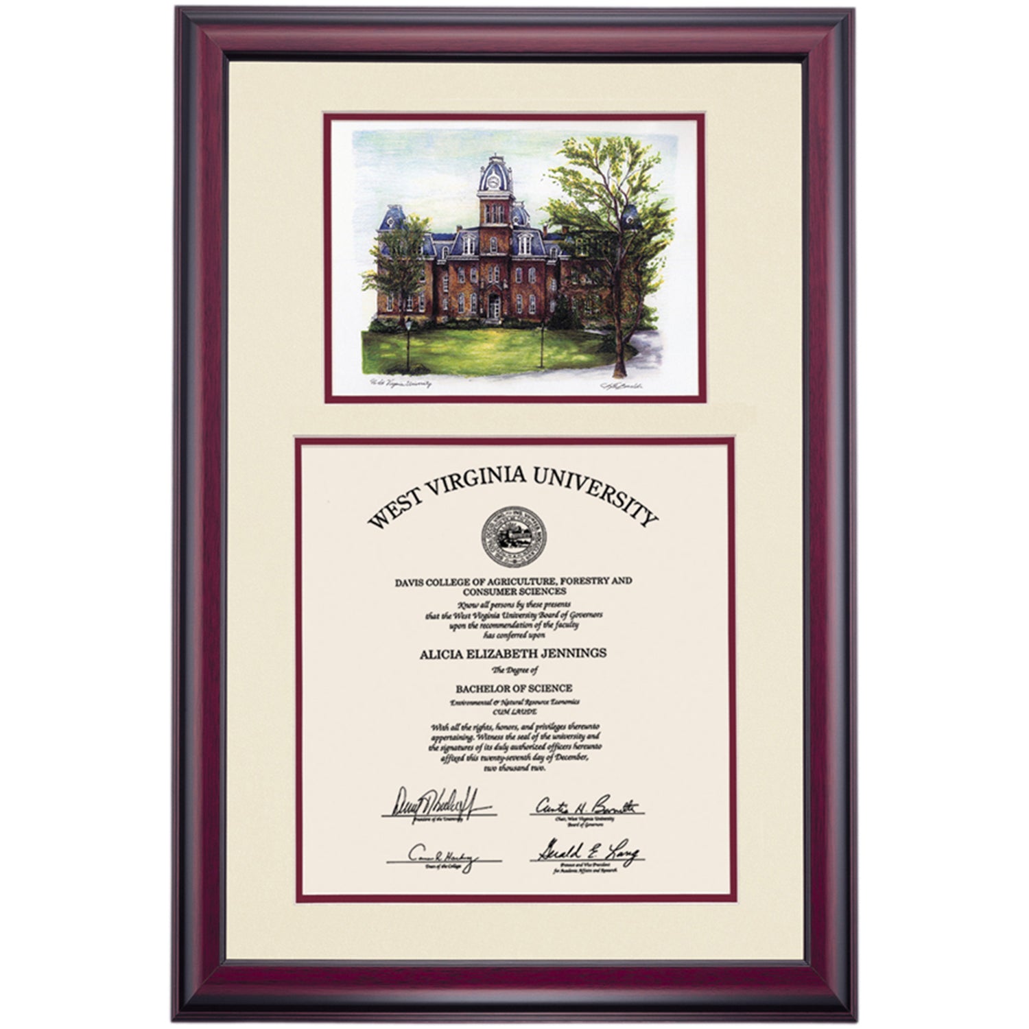 West Virginia Premier Woodburn Hall Diploma Frame | College Shop - Dormify