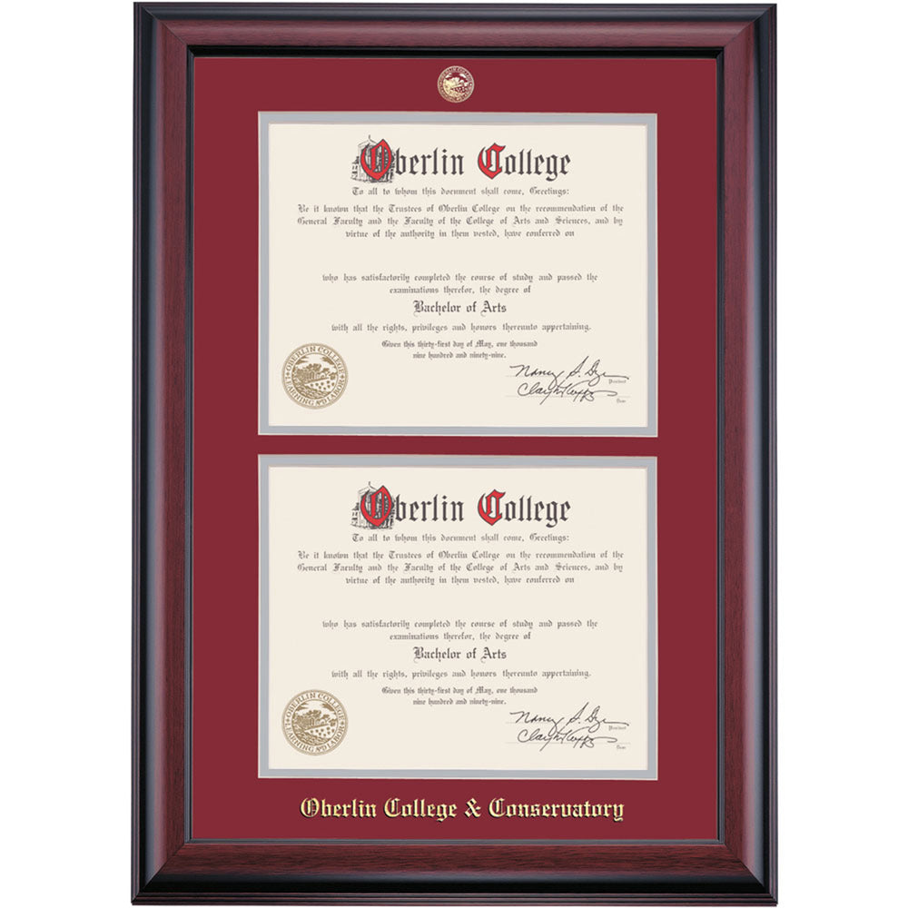 Oberlin College and Conservatory School Color Double Traditional Diploma Frame | Dorm Essentials ...