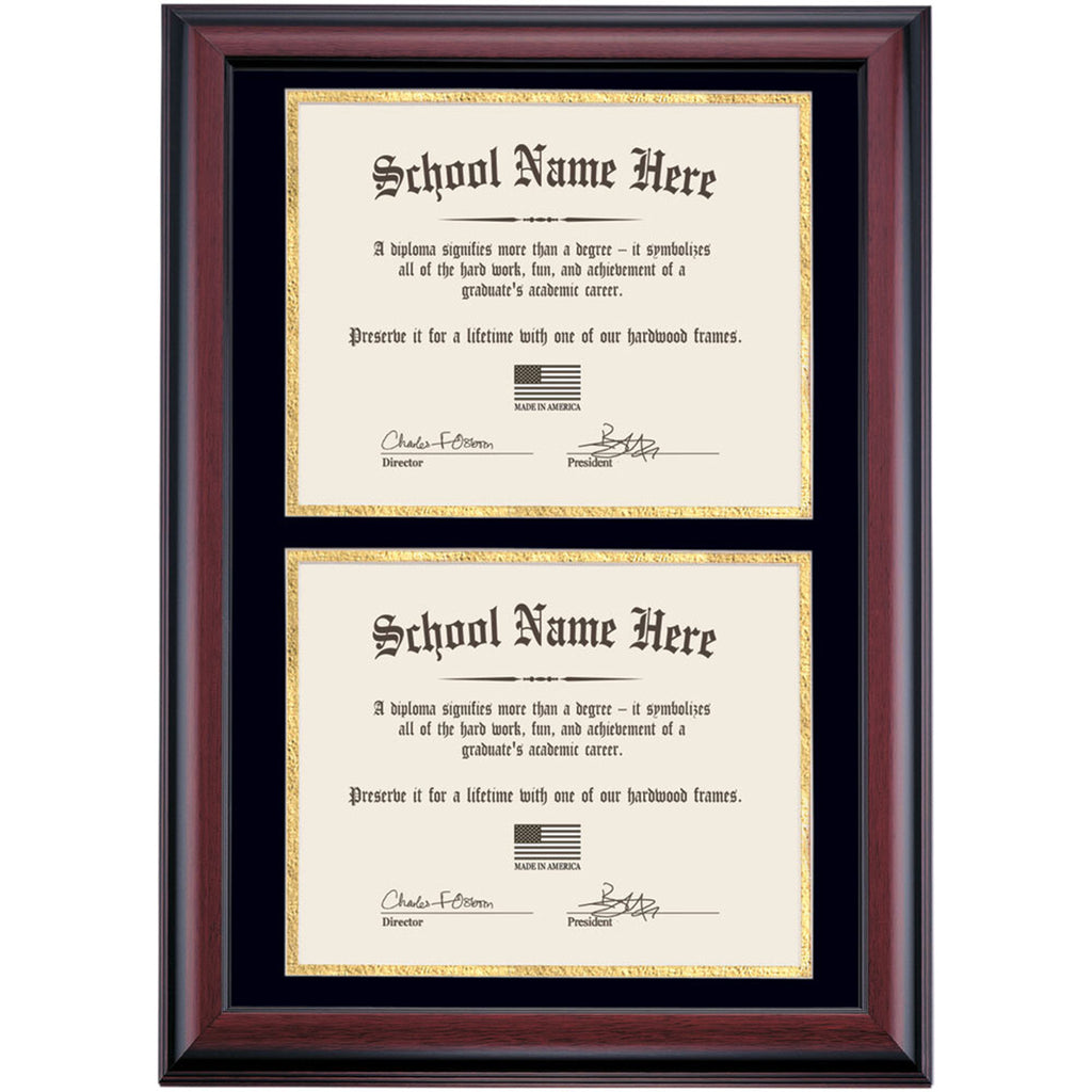 Double Diploma Frame with Black and Gold Matting for Two 11 x 14 ...