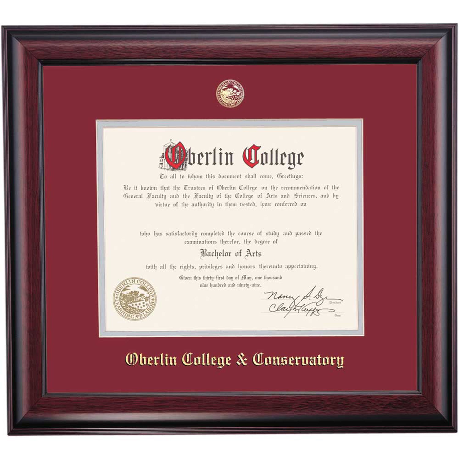 Oberlin College and Conservatory School Color Traditional Diploma Frame | Dorm Essentials - Dormify