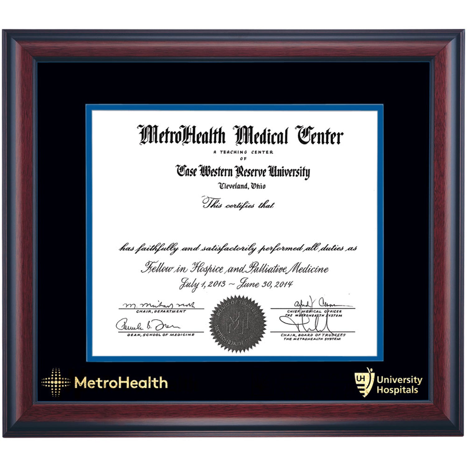 MetroHealth Medical Center Traditional Double Embossed Certificate ...