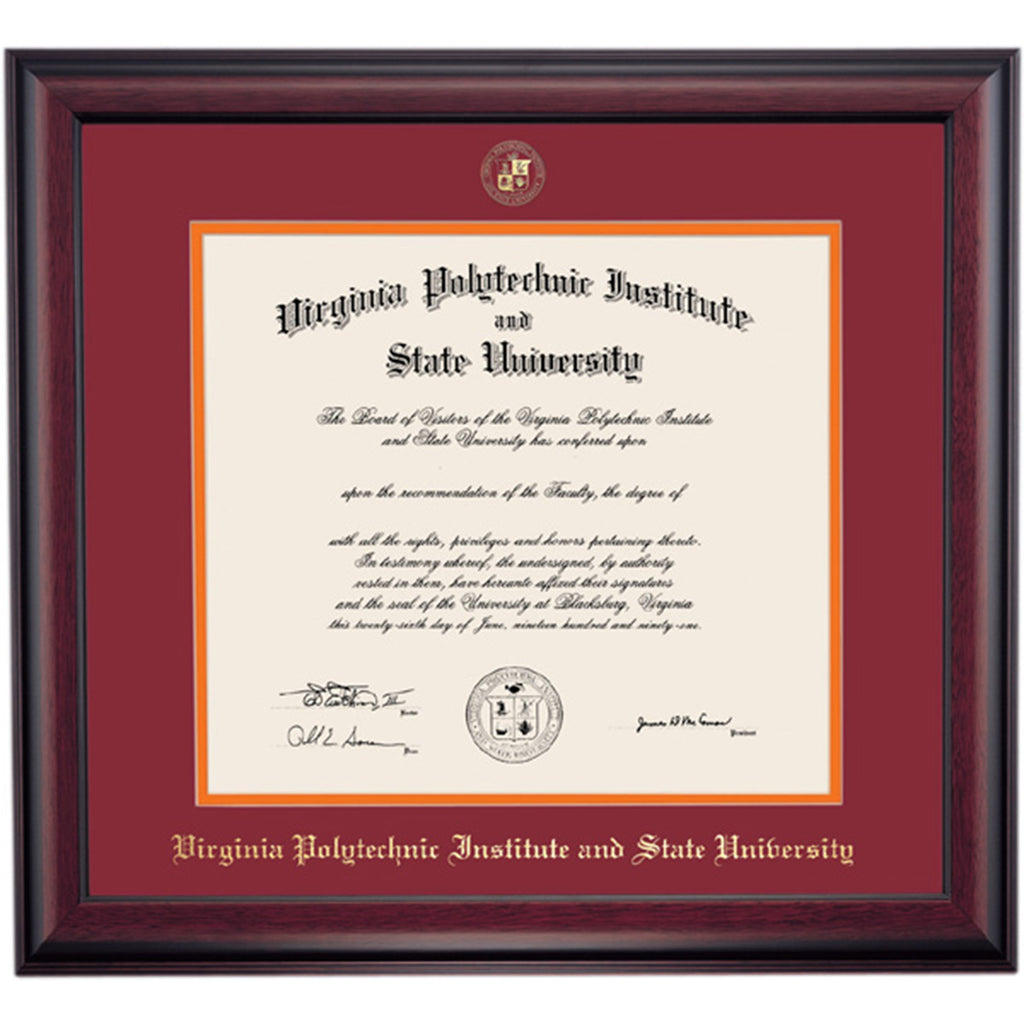 Virginia Tech School Color Traditional for Graduate Diploma Frame ...