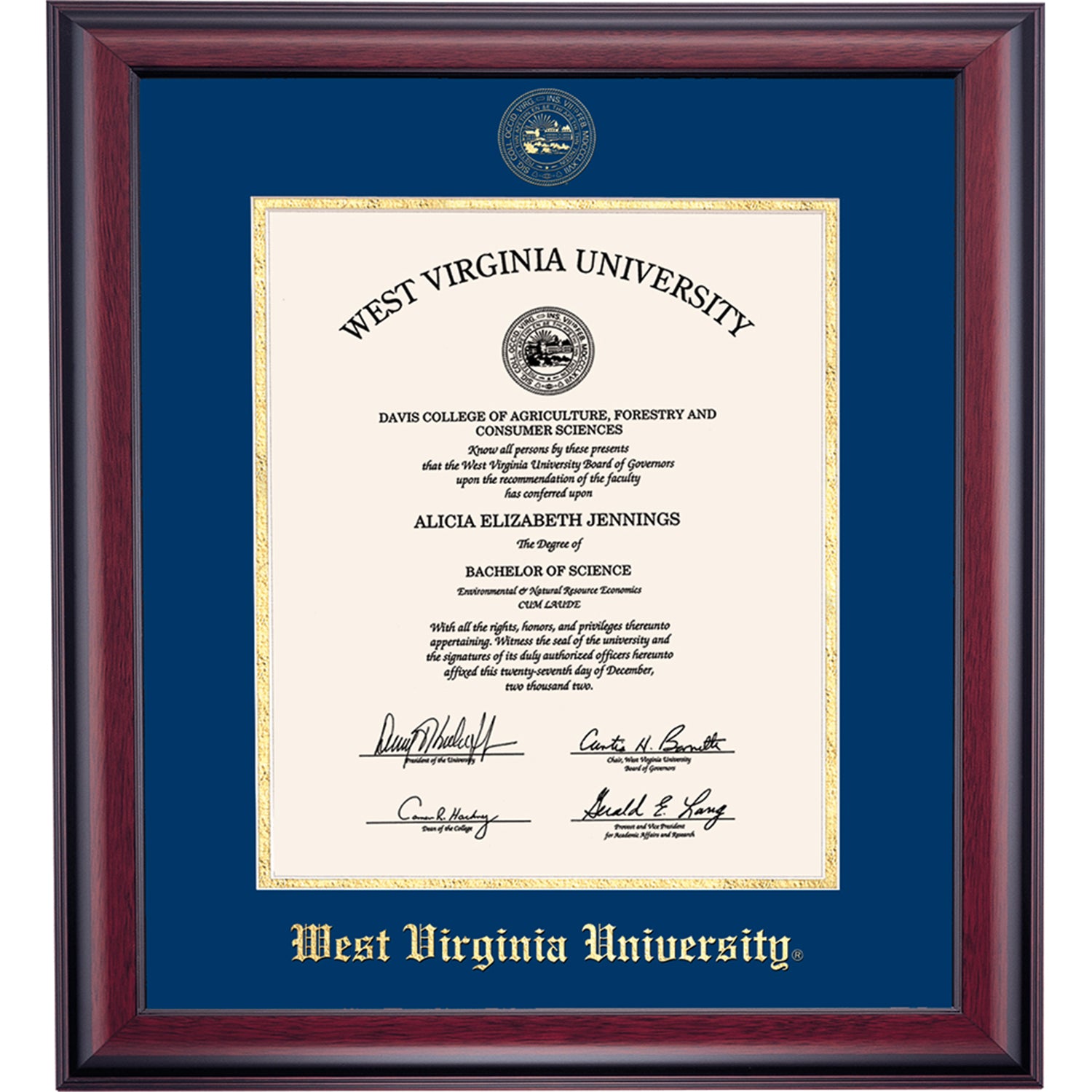 West Virginia School Color Traditional Diploma Frame | College Shop ...
