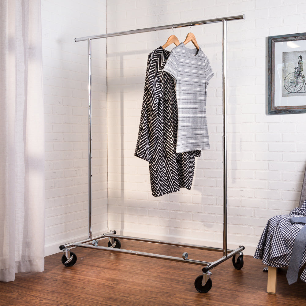 Collapsible Expandable Chrome Rolling Garment Rack | Dorm Essentials – Dormify