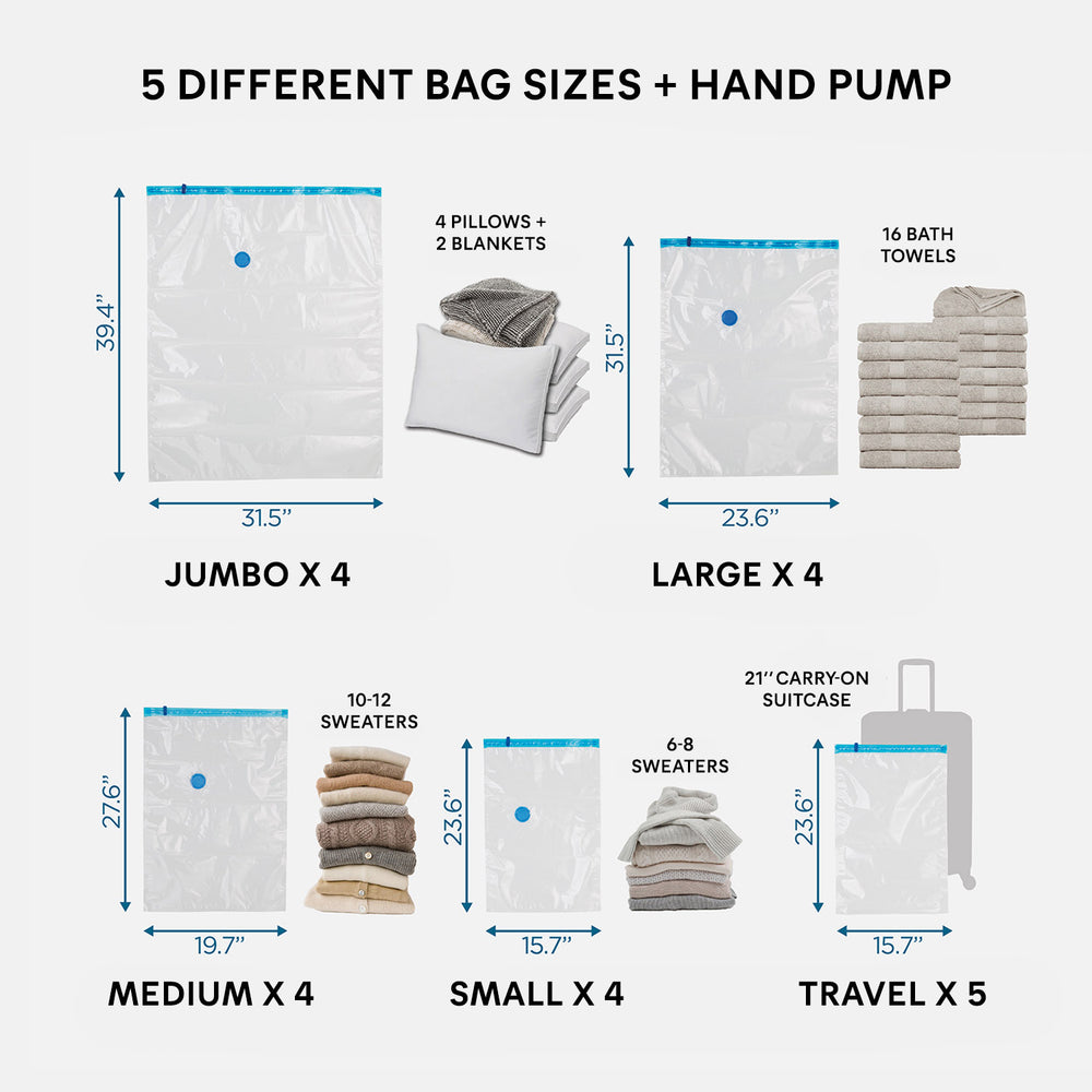 Vacuum Compression Storage Bags, 25-Pack | Dorm Essentials – Dormify