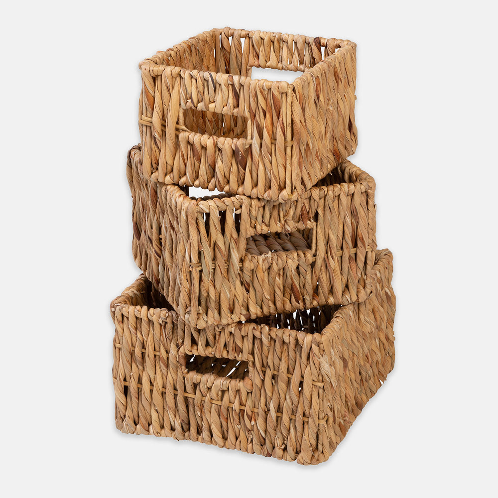 Square Wicker Baskets With Handles, Set of 3 | Dorm Essentials – Dormify