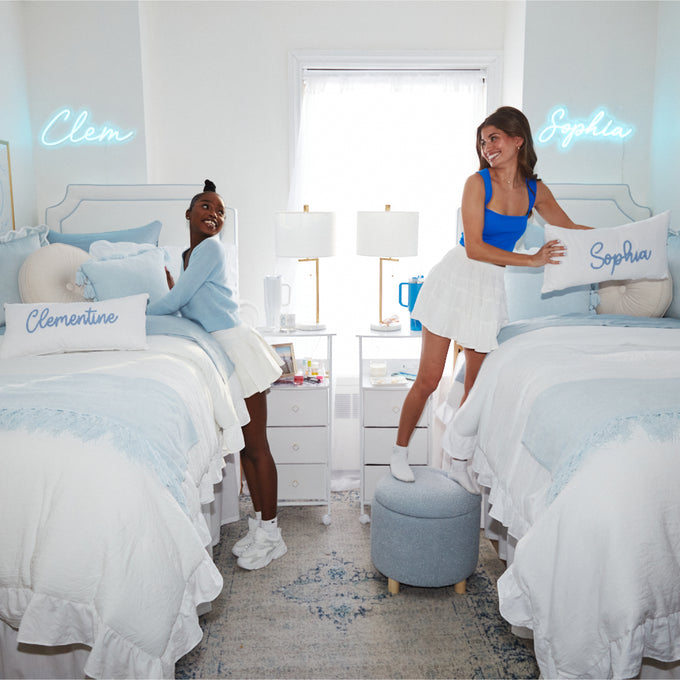 Livvy Boucle Storage Ottoman | Dorm Essentials – Dormify