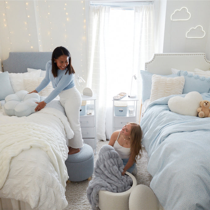 Livvy Boucle Storage Ottoman | Dorm Essentials – Dormify