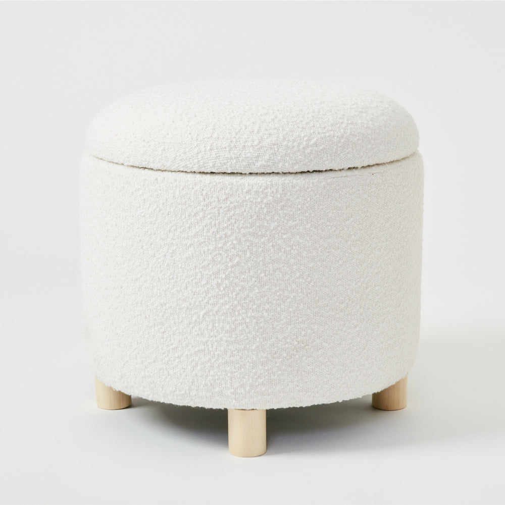 Livvy Boucle Storage Ottoman | Dorm Essentials – Dormify