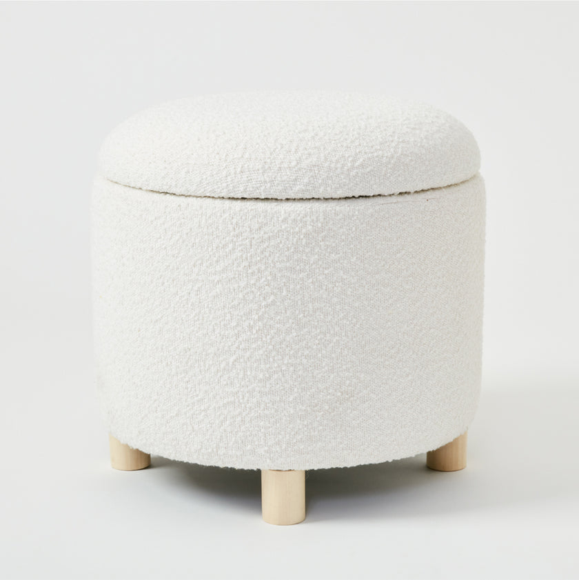 Livvy Boucle Storage Ottoman | Dorm Essentials – Dormify
