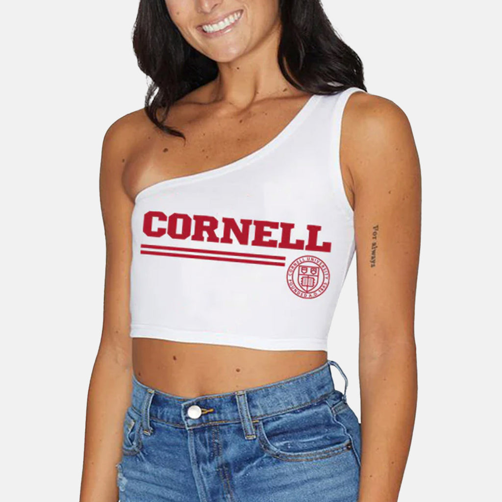 Cornell White One Shoulder Top | College Shop – Dormify