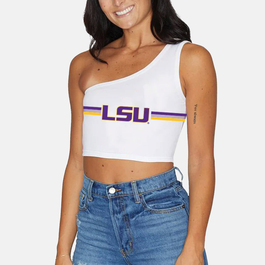 LSU White One Shoulder Top | College Shop – Dormify