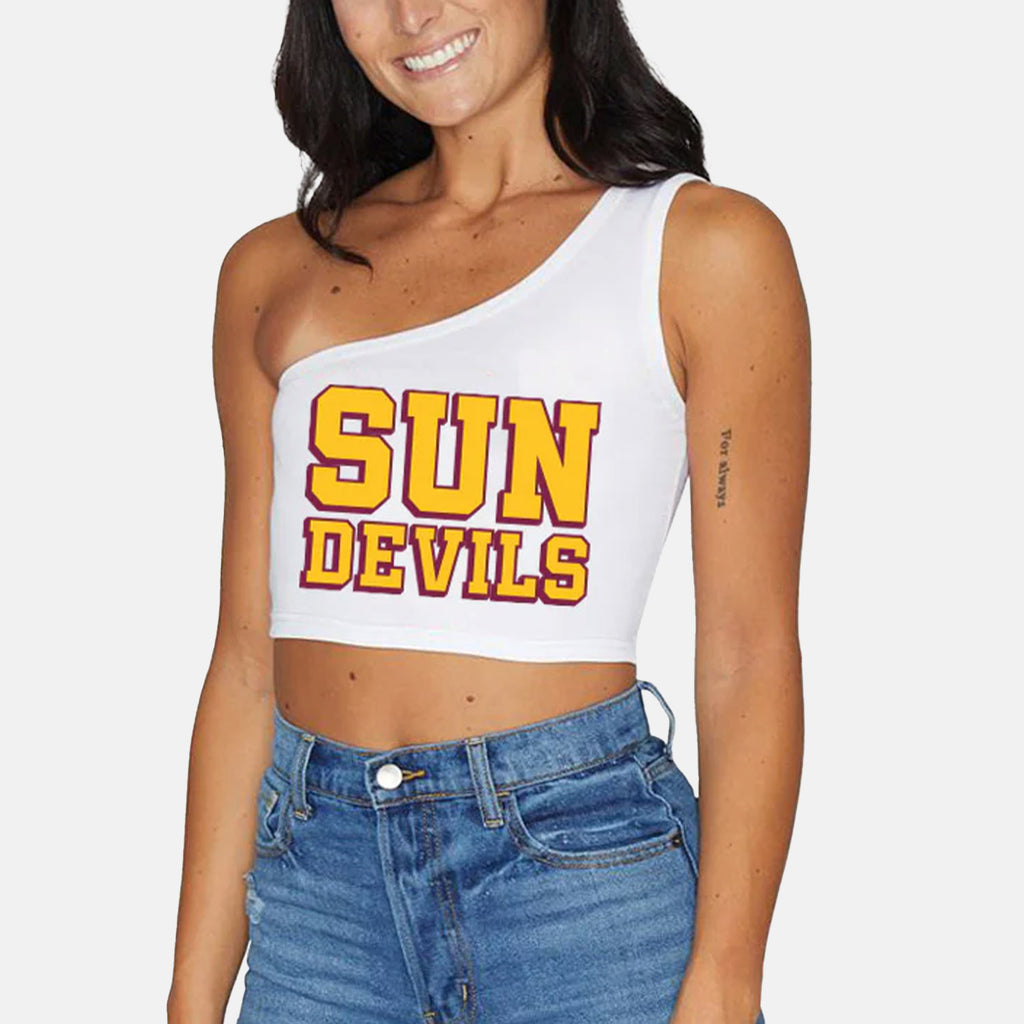 Arizona State White One Shoulder Top | College Shop – Dormify