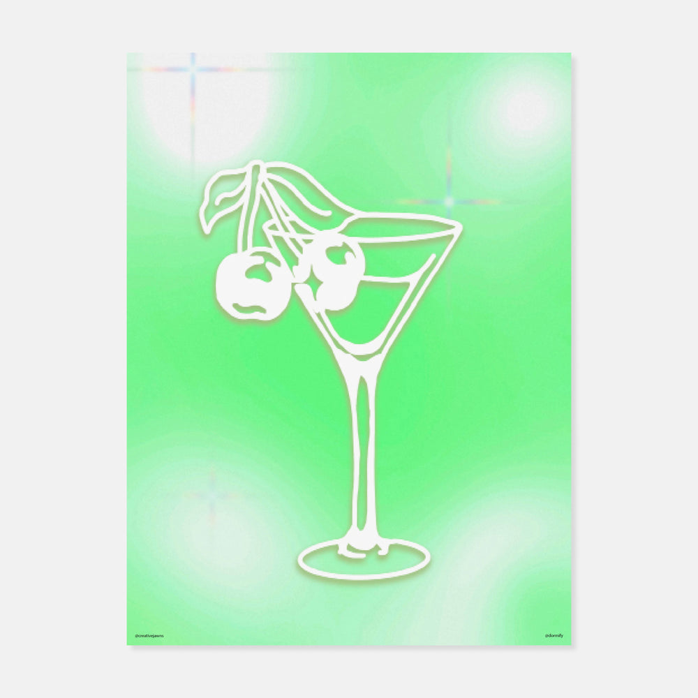 Cherry Martini Glass Print By Creative Jawns | Dorm Essentials – Dormify