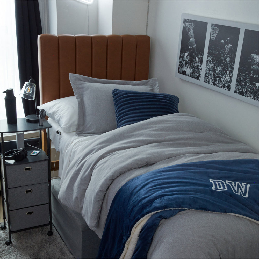 Theo Comforter and Sham Set | Dorm Essentials - Medium Grey / Twin/Twin XL - Dormify