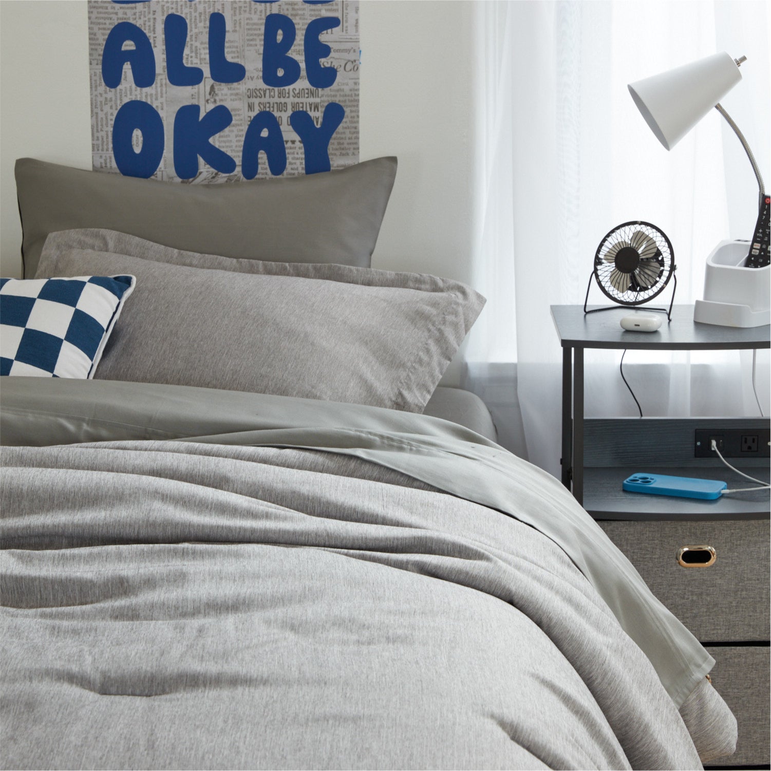 Theo Comforter and Sham Set | Dorm Essentials - Medium Grey / Twin/Twin XL - Dormify