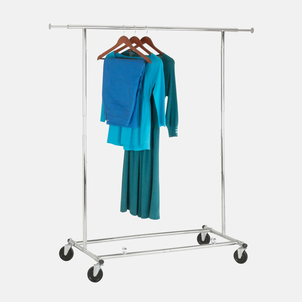 Collapsible Expandable Chrome Rolling Garment Rack | Dorm Essentials ...
