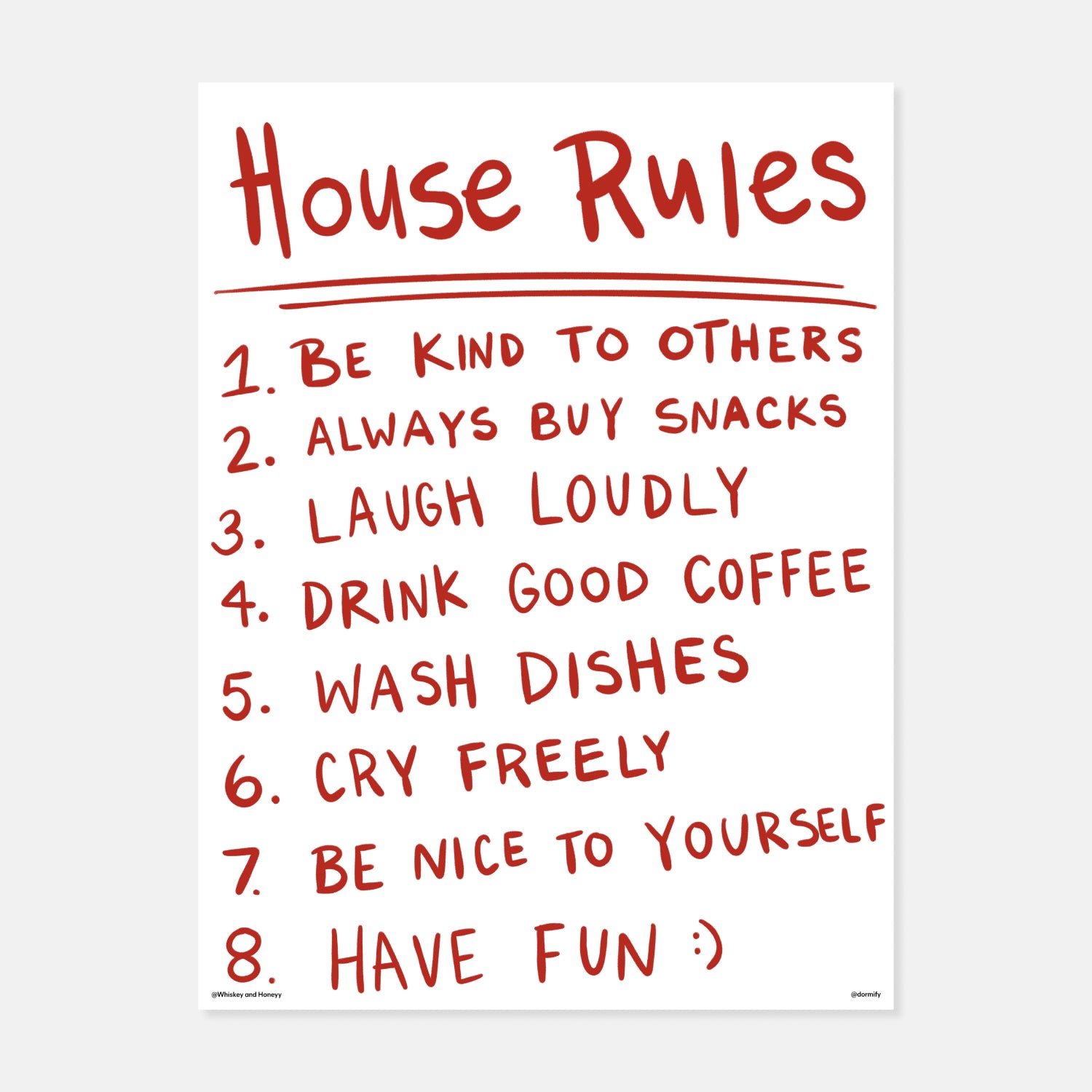 House Rules Print by Whiskey and Honey | Dorm Essentials - Dormify