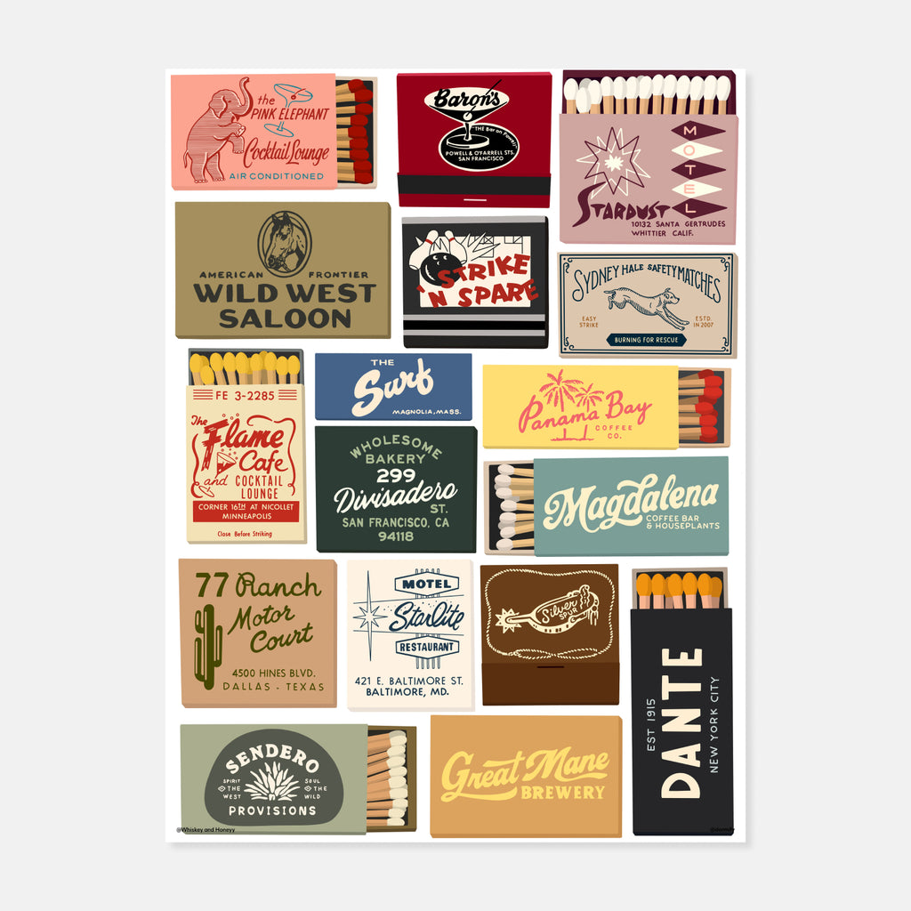 Vintage Matchbooks Print by Whiskey and Honey | Dorm Essentials – Dormify