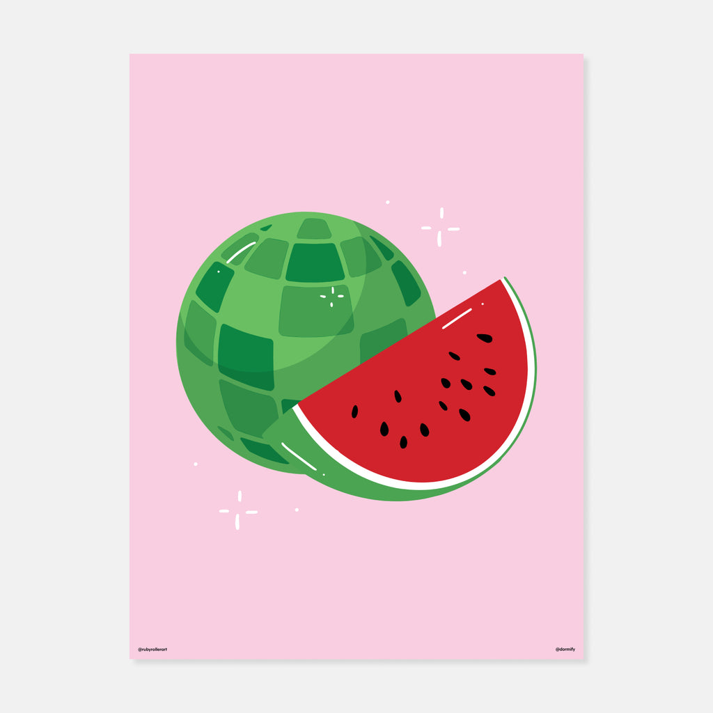 Disco Ball Watermelon Print by Ruby Roller Art | Dorm Essentials – Dormify