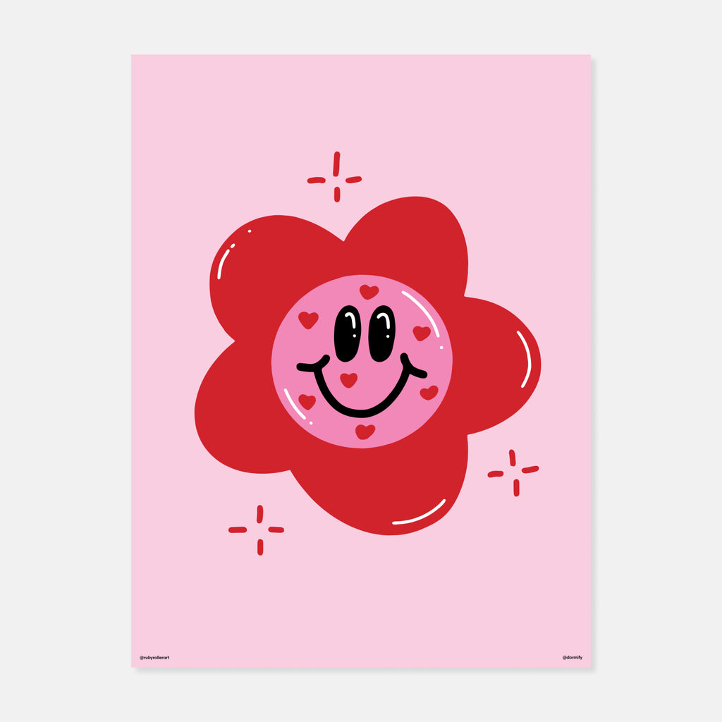 Smiley Flower Print by Ruby Roller Art | Dorm Essentials – Dormify