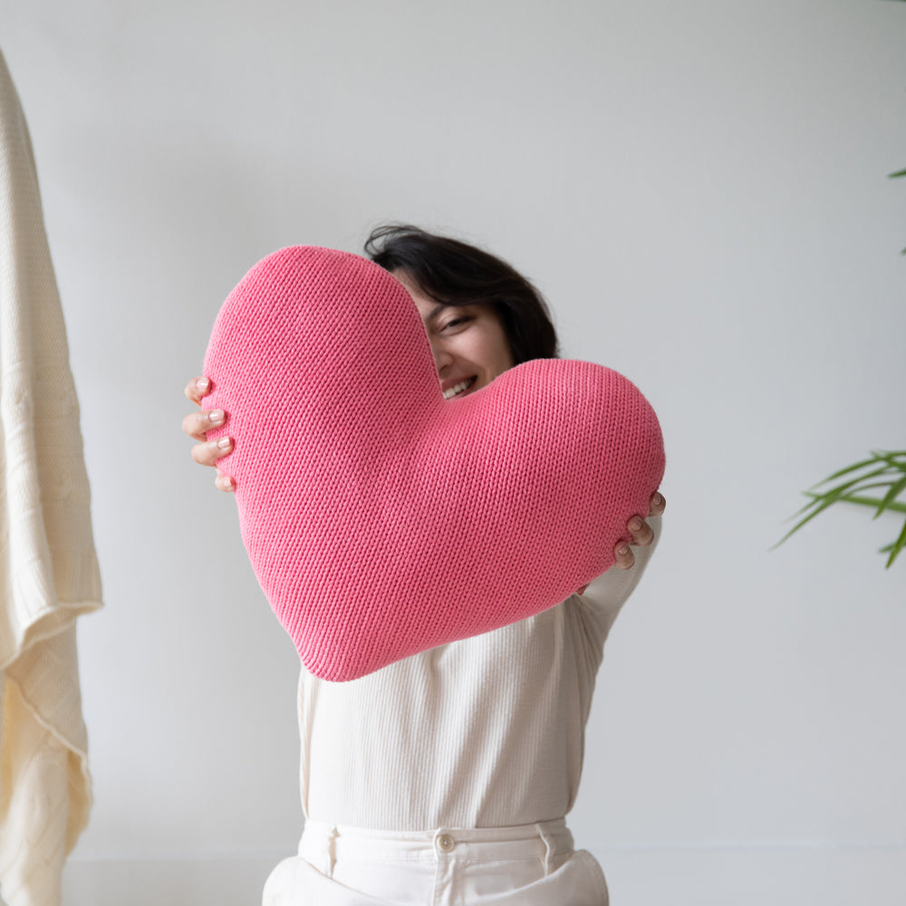 Knit Heart Shaped Pillow | Dorm Essentials - Purple - Dormify