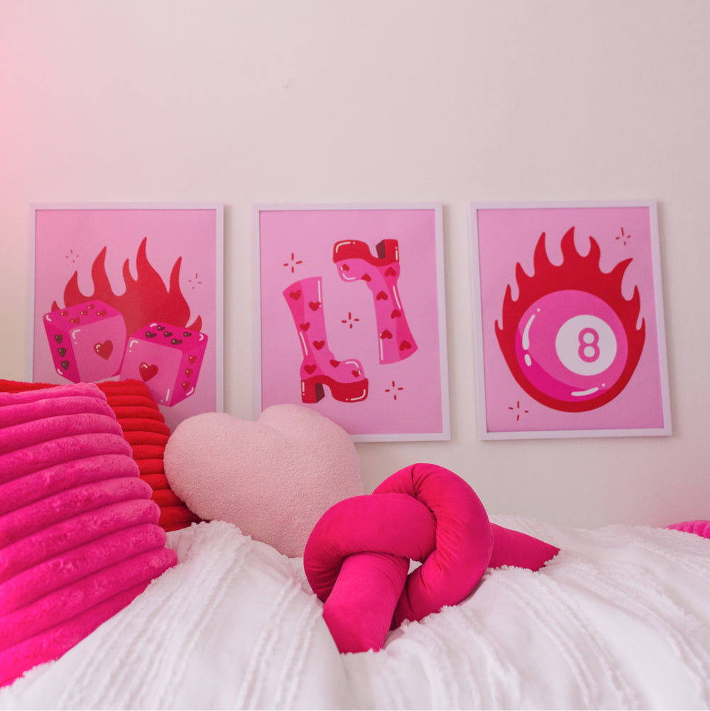 Flaming Eight Ball Print by Ruby Roller Art | Dorm Essentials - Dormify