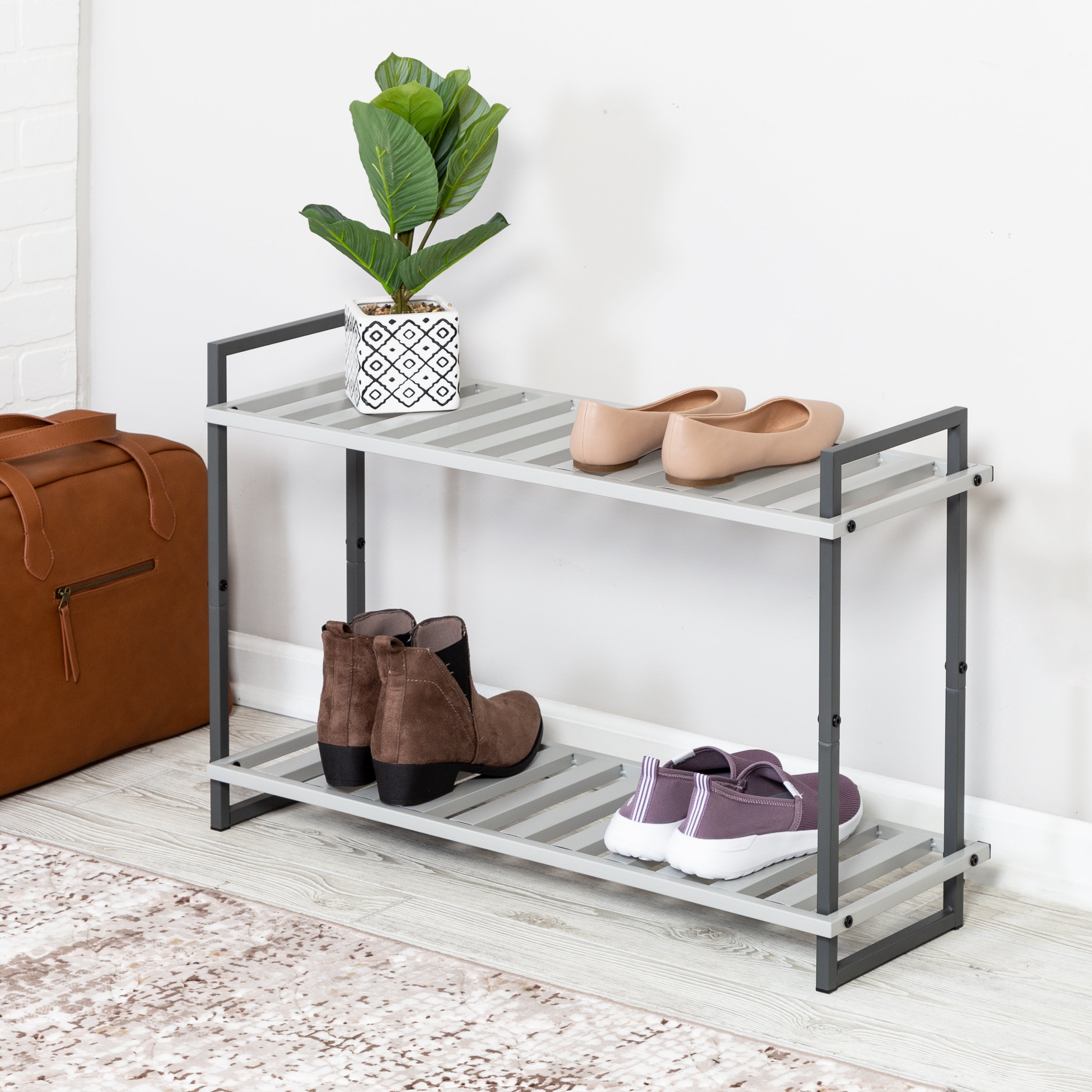 2-Tier Tubular Metal Shoe Rack | Dorm Essentials - Dormify