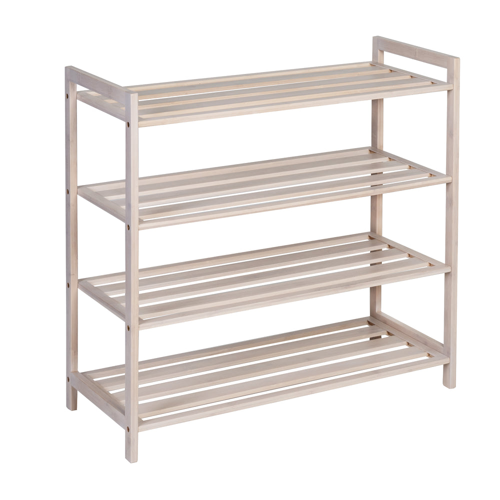 4-Tier White Bamboo Shoe Rack | Dorm Essentials - Dormify