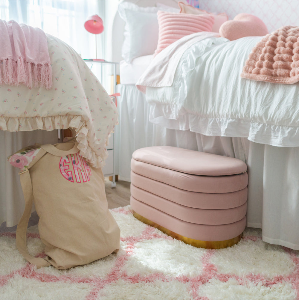 Gold Accent Velvet Deep Storage Bench | Dorm Essentials – Dormify