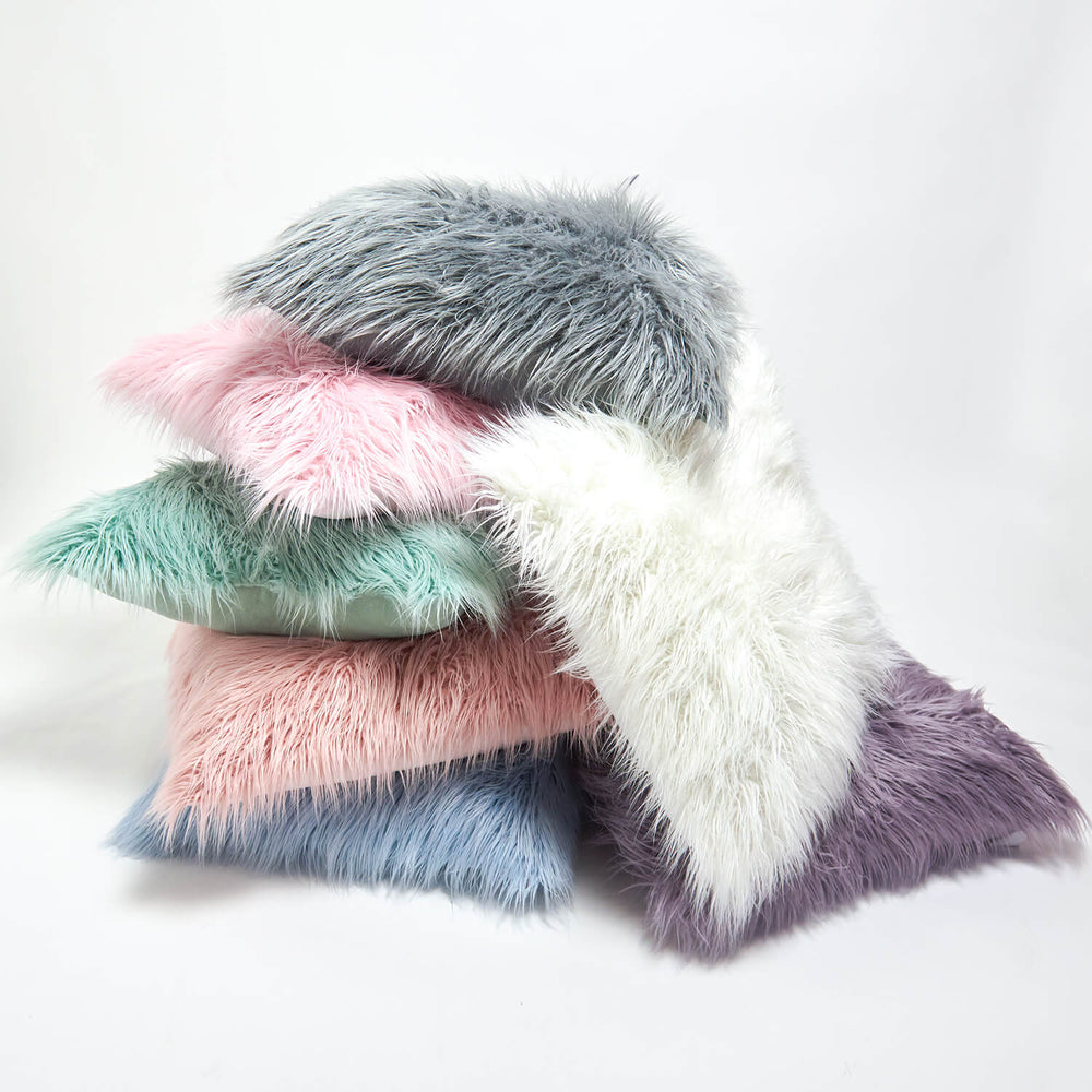 Dormify Faux Fur Throw Pillow | Dorm Essentials - Medium Grey - Dormify