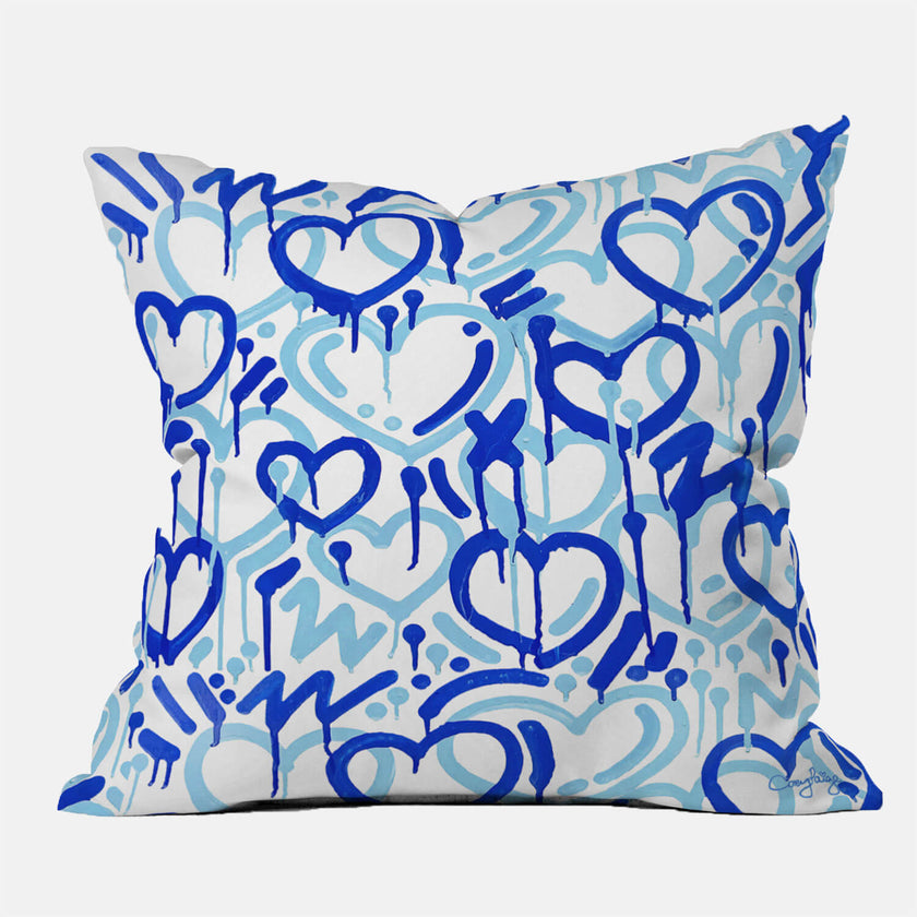 Pink Graffiti Hearts Throw Pillow by Corey Paige | Dorm Essentials ...