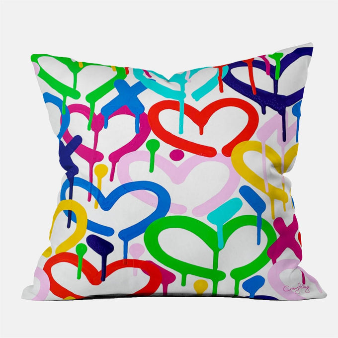 Pink Graffiti Hearts Throw Pillow by Corey Paige | Dorm Essentials ...