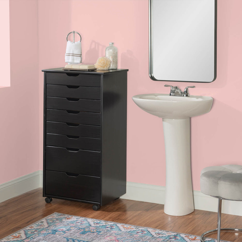 Dormify 8 Drawer Narrow Rolling Storage Cart Dorm Essentials Black
